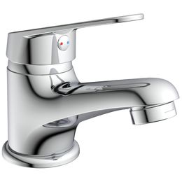 Waschtischarmatur Welltime "BARI", chrom, H:10cm T:16cm, Armaturen, Der Platzsparklassiker in frischem Design