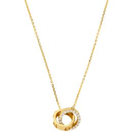 Kette mit Anhänger Michael Kors "Schmuck Geschenk Silber 925 Halsschmuck PREMIUM", gold (gelbgoldfarben, kristallweiß), Halsketten, Damen, Silber 925 (Sterlingsilber), L: 45,5, mit Zirkonia (synth.)