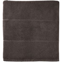Saunatuch Schiesser "Turin in angesagter Reiskornoptik", dunkelgrau, B:75cm L:200cm, Frottier, Frottier, Handtücher, Made in Green