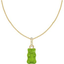 Kette mit Anhänger Thomas Sabo "Thomas Sabo x HARIBO Schmuck: Kette mit Goldbär" Gr. 45, bunt (gelbgoldfarben, grün, kristallweiß), Halsketten, Damen, 45, Silber 925 (Sterlingsilber), mit Kristallglas, Zirkonia (synth.)