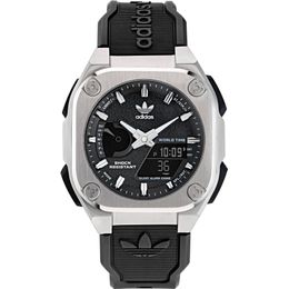 Chronograph adidas originals "CITY TECH ONE", schwarz (schwarz, silberfarben), Armbanduhren, Herren, Armbanduhr, Quarzuhr, Herrenuhr, analog, digital
