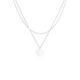 Gliederkette Elli "Layering Pl&auml;ttchen Kreis Geo 925 Silber", silber, Halsketten, Damen, 42, ohne Stein, Silber 925 (Sterlingsilber), L: 42, Gliederkette