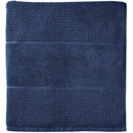 Saunatuch Schiesser "Turin in angesagter Reiskornoptik", dunkelblau, B:75cm L:200cm, Frottier, Frottier, Handtücher, Made in Green