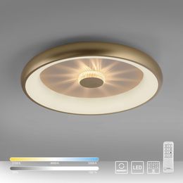 JUST LIGHT Deckenleuchte "VERTIGO", braun (messing matt), 1, Ø 61,5cm H: 9,5cm, 1 Stk., Leuchten