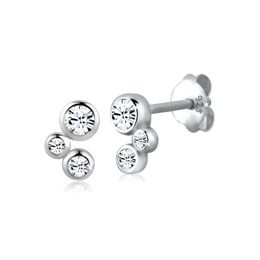 Paar Ohrstecker Elli "Kristalle Rund 925 Silber", wei&szlig;, Ohrringe, Damen, onesize,mit Steinen, Silber 925 (Sterlingsilber)