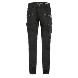 Cipo & Baxx Cargojeans CIPO & BAXX "Jeans", Herren, Gr. 34, Länge 34, schwarz, 79% Baumwolle;19% Polyester;2% Elasthan, unifarben, slim fit lang;Gesäßtaschen;Eingrifftaschen, Jeans, im angesagten Biker-Stil, CD-424