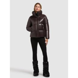 Steppjacke Khujo "NALA", Damen, Gr. L, moody plum, 100% Nylon, unifarben, eingesetzt elastischer Bund mit Windstopper, Jacken
