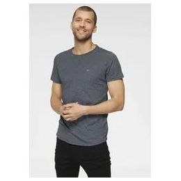 Tommy Hilfiger T-Shirt TOMMY JEANS "TJM SLIM JASPE C NECK", Herren, Gr. M (48/50), blau (twilight navy), Single Jersey, Obermaterial: 50% Baumwolle, 50% Polyester, meliert, slim fit hüftlang, Rundhals, normaler Saum, Shirts, Classics Slim Fit mit Markenlabel