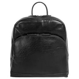 XZONE Tagesrucksack X-ZONE, Gr. B/H/T: 32cm x 30cm x 11cm, onesize, schwarz, Leder, Rindsleder, Retro, Rucksäcke, echt Leder