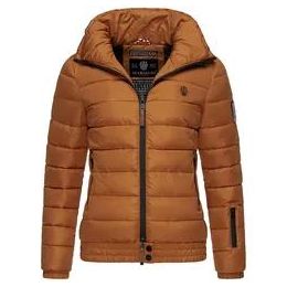 Steppjacke Marikoo "Poison", Damen, Gr. S (36), braun (zimt), Oberstoff: 100% Polyester, Futter: 100% Polyester, Wattierung: 100% Polyester, Ärmelfutter: 100% Polyester, tailliert hüftbedeckend, Ärmel ohne Ärmelschlitz Bündchen, Jacken, stylische Damen Winterjacke mit hohem Kragen
