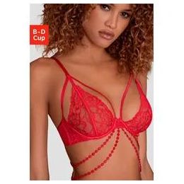 B&uuml;gel-BH JETTE, Damen, Gr. 75, Cup C, rot, Microtouch, Obermaterial: 70% Polyamid, 18% Polyester, 12% Elasthan, BHs B&uuml;gel-BH, mit aufregender B&auml;nder-Optik, sexy Dessous, Reizw&auml;sche