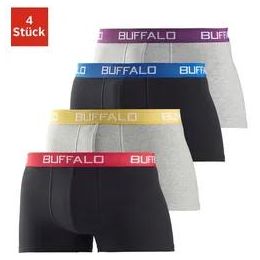 Boxer Buffalo "Boxershorts f&uuml;r Herren", Damen, Gr. S, 4 Stk., schwarz (schwarz, grau, meliert), Jersey, Obermaterial: 95% Baumwolle, 5% Elasthan, unifarben, k&ouml;rpernah, Unterhosen, aus Baumwoll-Mix
