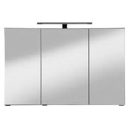 Spiegelschrank Welltime "Trento, verschiedene Ausführungen und Farben", grau (grafit), B:100cm H:64cm T:20cm, Schränke, Breite 100 cm, mit 3D-Effekt, Spiegeltüren, Inklusive LED-Beleuchtung