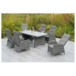 Garten-Essgruppe Merxx "Bologna", grau (grau,), Aluminium, Kunststoff, Sitzmöbel-Sets, inkl. Auflagen