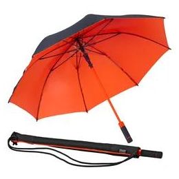 Stockregenschirm Euroschirm "birdiepal seasons, schwarz/orange", bunt (schwarz, orange), Bezug: 100% Polyester, Regenschirme, schwarz / orange, Automatik, Schultertragegurt, UV-Schutz 50+