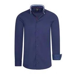 Langarmhemd Rusty Neal, Herren, Gr. 3XL, EURO-Gr&ouml;&szlig;en, blau (dunkelblau), 97% Baumwolle, 3% Elasthan, unifarben, Hemden, mit trendigen Kontras-Details