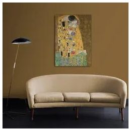 Leinwandbild Art for the home "Kuss (Gustav Klimt)", bunt (farbe bild(er): mehrfarbig), B:70cm H:60cm T:3cm, Bilder, Leinwandbild, der Kuss 100 x 70 cm