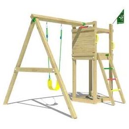 Spielturm Jungle Gym "Perch", braun (grün), Spieltürme, KinderB:226cm H:232cm T:274cm, Holzwerkstoff, Spielanlage mit Schaukel und Rutschstange, B:226cm H:232cm T:274cm
