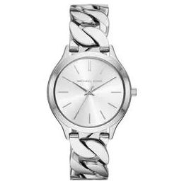 Quarzuhr Michael Kors "SLIM RUNWAY CHAIN", silber (silberfarben), Armbanduhren, Damen, Armbanduhr, Damenuhr, Edelstahlarmband