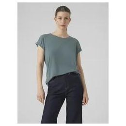 V&eacute;ro Moda Rundhalsshirt VERO MODA "VMAVA PLAIN SS TOP GAJRS NOOS", Damen, Gr. L, blau (north atlantic), Jersey, Obermaterial: 95% Lyocell, 5% Elasthan, unifarben, regular fit normal, Rundhals, Shirts Rundhalsshirt, Materialmix, regular fit