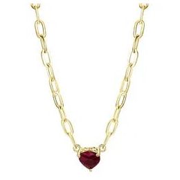 Kette mit Anh&auml;nger Firetti "Schmuck Geschenk Silber 925 Halsschmuck Halskette Ankerkette Herz", gold (gelbgoldfarben, rot), Halsketten, Damen, Silber 925 (Sterlingsilber), L: 45 B: 3mm, mit Rubin, B:3mm