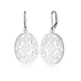 Paar Ohrh&auml;nger Elli "Ornament Blume Orientalisch Oval Schmuck Geschenk 925 Silber", silber, Ohrringe, Damen, onesize, ohne Stein, Silber 925 (Sterlingsilber)