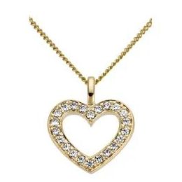 Kettenanhänger Firetti "Schmuck Geschenk Gold 585 Halsschmuck Anhänger für Halskette Herz", weiß (weißgoldfarben, weiß, wweiß), Schmuckanhänger, Damen, 0,15 P2 = erkennbare Einschlüsse, Diamanten Gelbgold 585, 0,7 g, Diamanten, Gelbgold 585, mit Brillanten