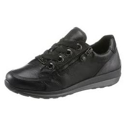 Sneaker Ara "OSAKA", Damen, Gr. 6 (39), grau (schwarz, anthrazit), Glattleder, Lackleder, Schuhe Sneaker, Schaftrandpolsterung, G-Weite, Freizeitschuh, Halbschuh, Schn&uuml;rschuh
