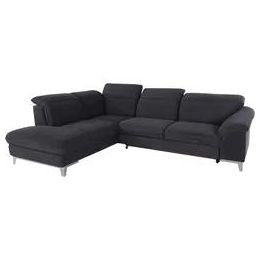 Ecksofa COTTA "Teresa L-Form", schwarz, B:293cm H:84cm T:232cm, Chenille (90% Polyester; 10% Polyamid );Struktur (100% Polyester ), Sofas, mit Kopfteilverstellung, wahlweise mit Bettfunktion