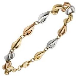 Goldarmband Jobo, gelb (gelbgold 585), Armb&auml;nder, Damen, 19cm, Gelbgold 585 Ros&eacute;gold 585 Wei&szlig;gold 585, Gelbgold 585, Ros&eacute;gold 585, Wei&szlig;gold 585, Goldarmband, 585 Gelbgold Ros&eacute;gold Wei&szlig;gold tricolor 19 cm
