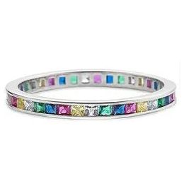 Fingerring Bruno Banani "Schmuck Geschenk Silber 925 Damenring Memoire Regenbogen" Gr. 59, bunt (silberfarben, kristallweiß, gelb, rosa, dunkelblau, grün, flieder), Fingerringe, Damen, 59, Silber 925 (Sterlingsilber), 2,4mm, mit Zirkonia (synth.)