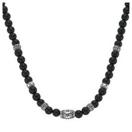 Collier "schwarze Achat-, Tigerauge- oder syn. Türkis-Kugeln, Silber 925", schwarz, Giorgio Martello MILANO, Halsketten, Herren, 60cm, Silber 925 (Sterlingsilber)