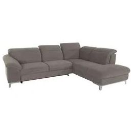 Ecksofa COTTA "Teresa L-Form", grau (elefant), B:293cm H:84cm T:232cm, Chenille (90% Polyester; 10% Polyamid );Struktur (100% Polyester ), Sofas, mit Kopfteilverstellung, wahlweise mit Bettfunktion