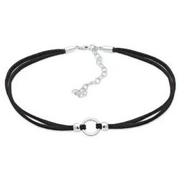 Collier Elli "Halsband schwarz Choker mit Kreis 925 Silber", schwarz, Halsketten, Damen, 32, ohne Stein, Silber 925 (Sterlingsilber), L: 32, Collier
