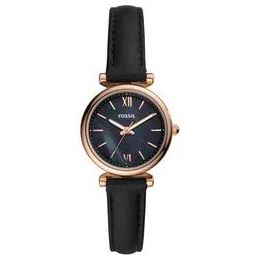 Quarzuhr Fossil "CARLIE MINI", schwarz, Armbanduhren, Damen, Armbanduhr, Damenuhr, Lederarmband