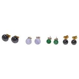 Ohrstecker-Set Firetti "Multipack Schmuck Geschenk Silber 925 Ohrschmuck Ohrringe", bunt (gelbgoldfarben, grau, gr&uuml;n, hellblau, grau, gr&uuml;n, hellblau), Ohrringe, Damen, Silber 925 (Sterlingsilber), Made in Germany - mit H&auml;matit, Jade, Chalcedon