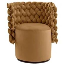 Sessel Calia italia "GIUGGIOLA Extravaganter Designsessel", beige (ocra), B:70cm H:81cm T:62cm, 100% Polyester, Sessel, Lounge-Sessel Einzelsessel, Drehsessel, wahlweise mit Drehfunktion, ästhetisches Design