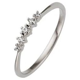 Fingerring Jobo Gr. 60, weiß (weißgold 585), Fingerringe, Damen, 60, SI = kleine Einschlüsse, Diamanten Weißgold 585, Diamanten, Weißgold 585, schmal 585 Weißgold mit 5 Diamanten