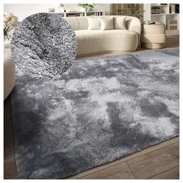 Hochflor-Teppich ELLE DECORATION "Calida", silber, B:80cm H:28mm L:150cm, Polyester, Teppiche, Langflor, Shaggy, einfarbig, flauschig, weich, gl&auml;nzend, modern, uni