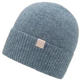 Strickmütze Chillouts "Riana Hat", Damen, blau (washed blau), Feinstrick, Materialmix, meliert, Mützen, mit dezentem Markenlogo und breitem Umschlag