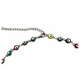 Collier Firetti "Schmuck Geschenk Halsschmuck Halskette Ankerkette Evil Eye/B&ouml;ser Blick", bunt (silberfarben, gr&uuml;n, rot, gelb, rosa, wei&szlig;, blau, schwarz), Halsketten, Damen, Edelstahl, L: 37 B: 2mm, Collier, Made in Germany - mit Glasstein, B:2mm