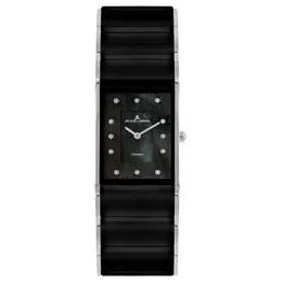 Keramikuhr Jacques Lemans "Dublin", schwarz (schwarz, silberfarben), Armbanduhren, Damen, Quarzuhr, Armbanduhr, Damenuhr, Perlmutt-Zifferblatt,Keramikarmband