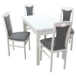 Essgruppe "5tlg. Tischgruppe", grau (grau, grau, weiß), B:45cm H:95cm T:48cm, FSC-zertifiziertes teilmassives Holz, HOFMANN LIVING AND MORE, Sitzmöbel-Sets, Stühle montiert
