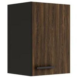 H&auml;ngeschrank Optifit "Palma", schwarz (rillendekor nussbaum, anthrazit), B:40cm H:57,6cm T:34,6cm, Holzwerkstoff, Schr&auml;nke, H&auml;ngeschrank, Breite 40 cm, 1 T&uuml;r, 1 Einlegeboden