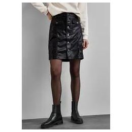 Minirock Street One, Damen, Gr. 38, schwarz, Stoff, 100% Polyester, unifarben, gerade kurz, Röcke, mit Knopfleiste