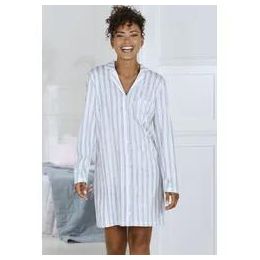 Nachthemd Vivance DREAMS, Damen, Gr. 32/34, N-Gr, bunt (blau, rosa, gestreift), Single Jersey, Obermaterial: 50% Baumwolle, 50% Viskose, gestreift, bequem kurz, V-Ausschnitt, eingesetzt abgesteppte Kante, Kleider, mit aufgesetzter Brusttasche