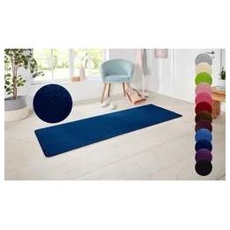 Teppich Hanse Home "Shashi" Gr. 11, blau (dunkelblau), B:80cm H:8,5mm L:200cm, Kunstfaser, Teppiche, Kurzflor, Unifarben, Läufer, weich, Esszimmer, Kinderzimmer, Flur