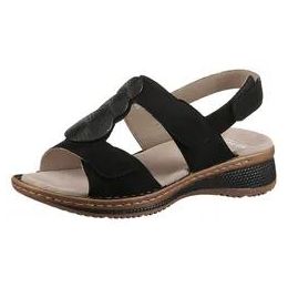 Sandale Ara "HAWAII", Damen, Gr. 37, schwarz, Ziegenveloursleder, unifarben, Schuhe, Sommerschuh, Sandalette, Keilabsatz, in Bequemweite G (= weit)