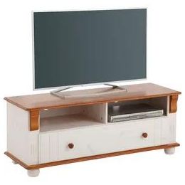 TV-Board Home Affaire "Adele", weiß (weiß, kirschbaumfarben), B:120cm H:45cm T:40cm, Sideboards, Breite 120 cm, mit Schublade, aus massiver Kiefer, FSC