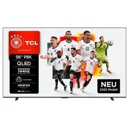 TCL QLED-Fernseher "98P81KX7", Energieeffizienz: E (A-G), schwarz, 98 ′′, Fernseher, 144Hz, Multi-HDR, Dolby Vision, Game Master, Smart TV, Apple TV, ONKYO, Topseller